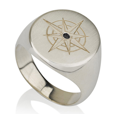 Tough by Braverman Jewelry - Compass Ring, Signet Ring, Silver compass ring, compass rose A Hand ...